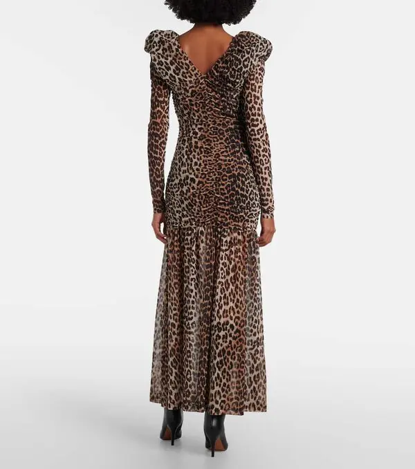 GANNI Leopard-print Cloqué Maxi Dress