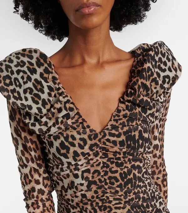 GANNI Leopard-print Cloqué Maxi Dress