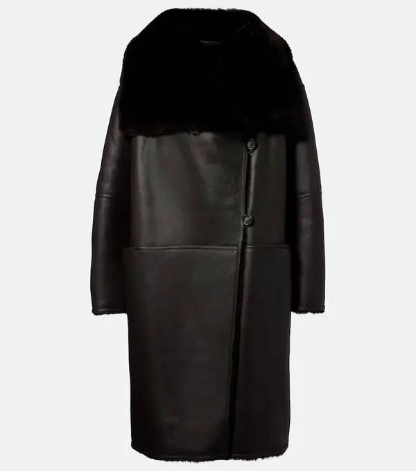 TOTEME Shearling-lined Leather Overcoat - Brown