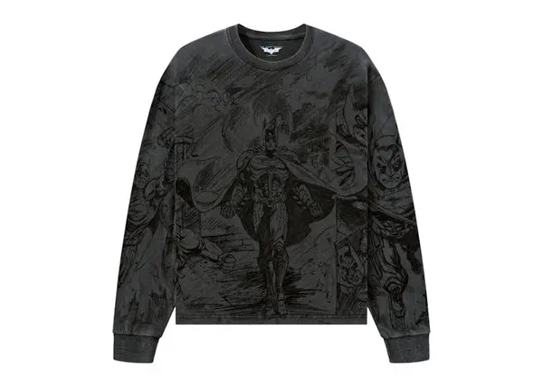 YOUNGLA X Batman Comic Long Sleeve Shirt - Grey Wash