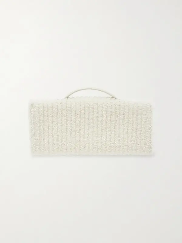 Bottega Veneta Andiamo Long Leather-trimmed Ribbed Bouclé Clutch - Neutrals