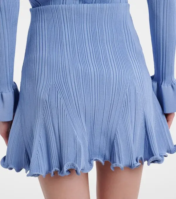 SELF-PORTRAIT Beaded Ribbed-knit Miniskirt