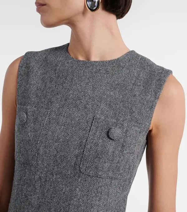 SELF-PORTRAIT Herringbone Wool-blend Minidress
