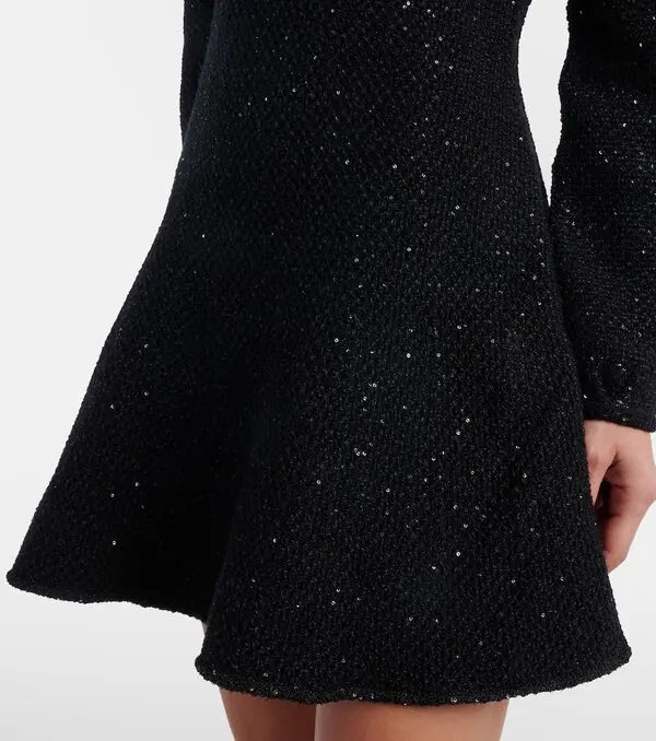 SELF-PORTRAIT Bow-detail Sequined Knitted Minidress