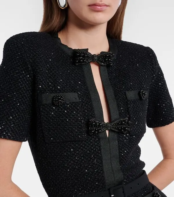 SELF-PORTRAIT Sequined Knitted Top