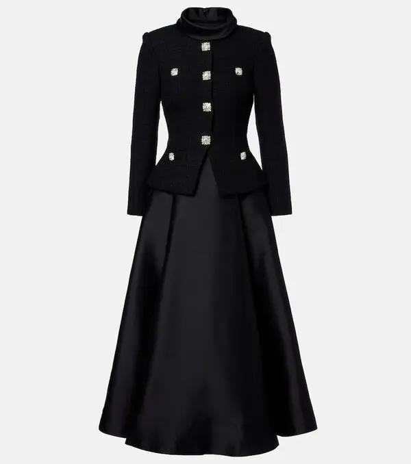 SELF-PORTRAIT Boucle Taffeta Midi Dress