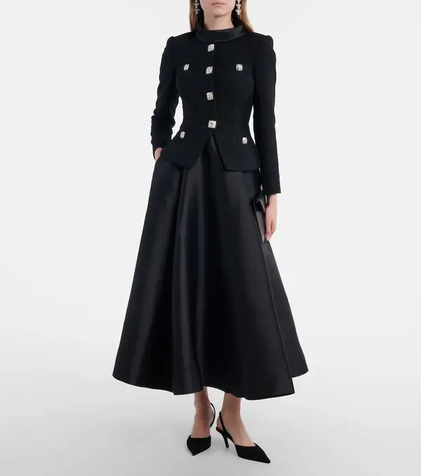 SELF-PORTRAIT Boucle Taffeta Midi Dress