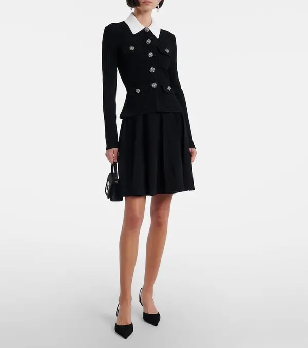 SELF-PORTRAIT Embellished Pleated Mini Dress