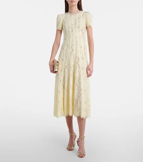 SELF-PORTRAIT Embellished Lace Midi Dress