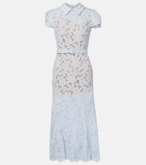 SELF-PORTRAIT Floral Guipure Lace Midi Dress