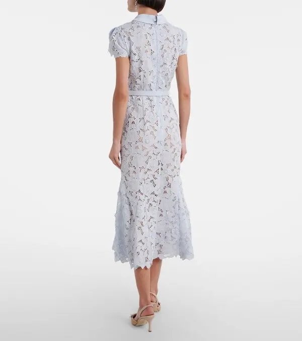 SELF-PORTRAIT Floral Guipure Lace Midi Dress