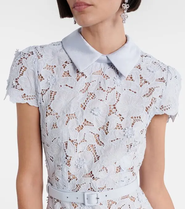 SELF-PORTRAIT Floral Guipure Lace Midi Dress