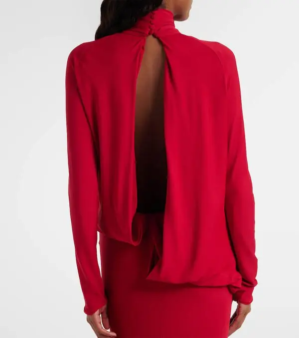 Magda Butrym Floral-applique Draped Jersey Gown