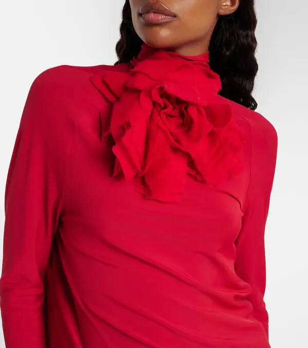 Magda Butrym Floral-applique Draped Jersey Gown