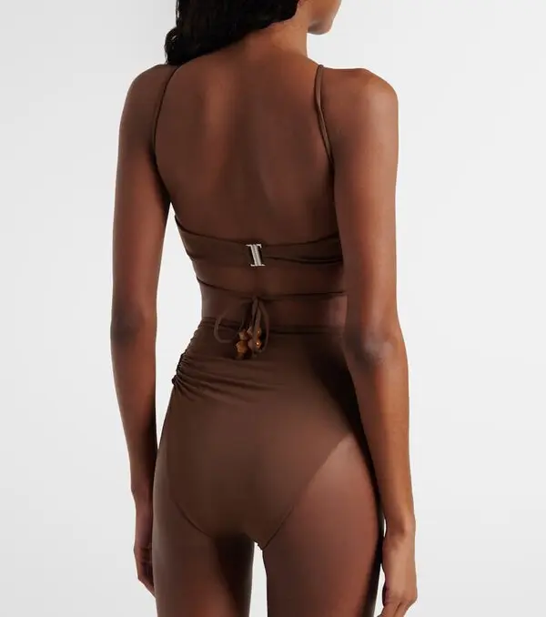 Magda Butrym Beaded Bikini Top - Brown