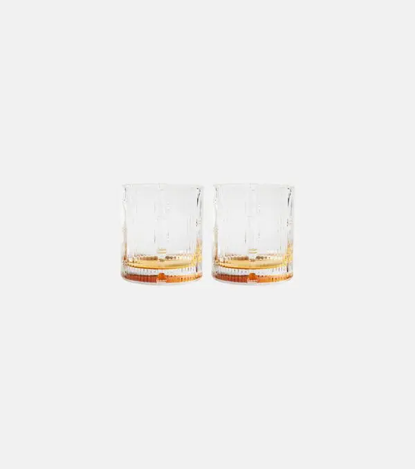 La DoubleJ Bamboo Set Of 2 Crystal Tumblers - Transparent