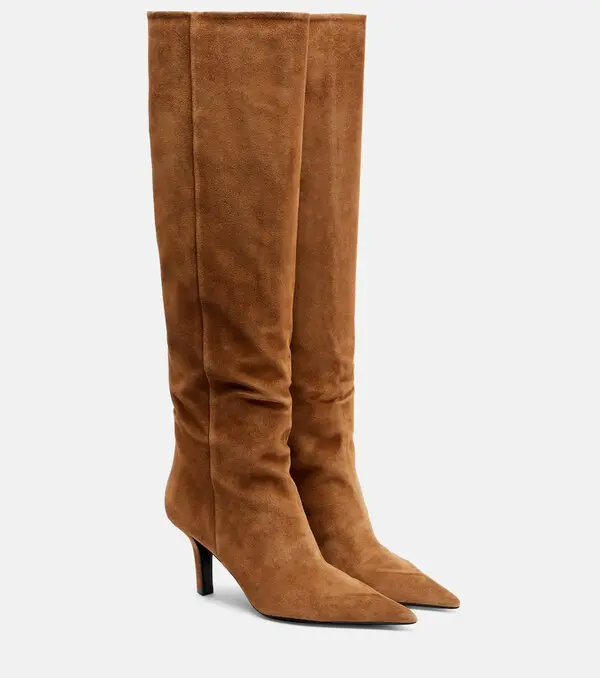 Amina Muaddi Christine 80 Suede Knee-high Boots