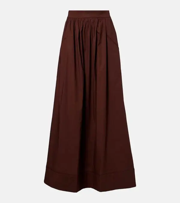 ADRIANA DEGREAS Pleated Cotton Maxi Skirt