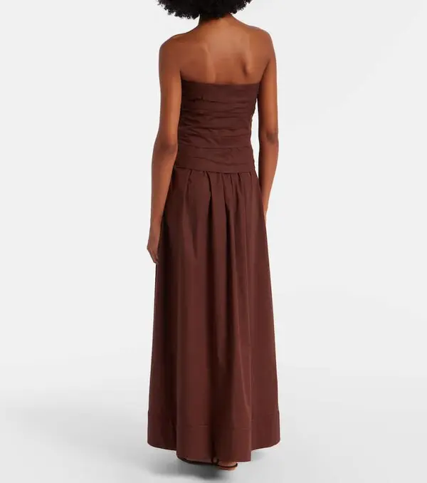 ADRIANA DEGREAS Pleated Cotton Maxi Skirt