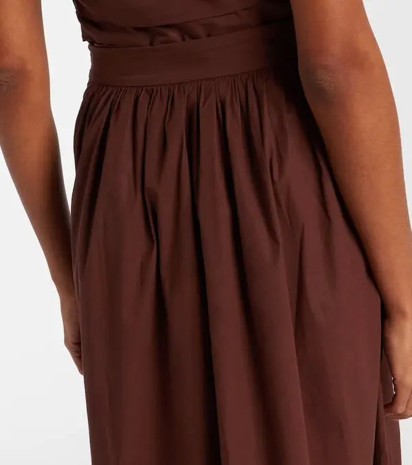 ADRIANA DEGREAS Pleated Cotton Maxi Skirt