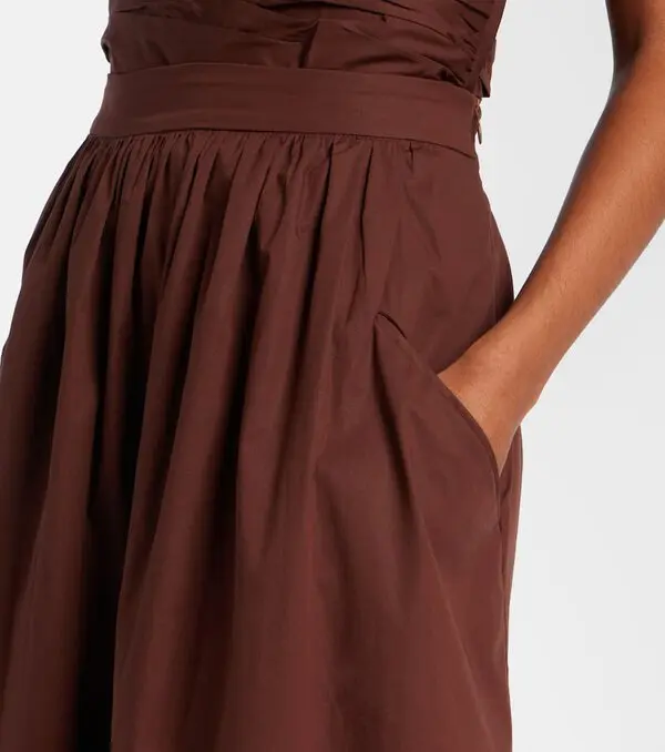 ADRIANA DEGREAS Pleated Cotton Maxi Skirt