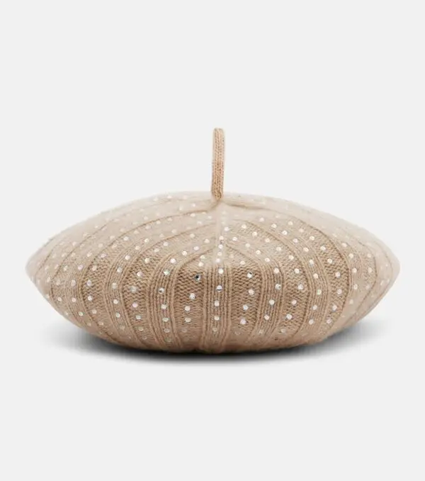 Max Mara Svelto Embellished Cashmere Beret - Beige