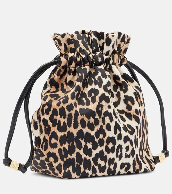 GANNI Leopard-print Pouch - Brown
