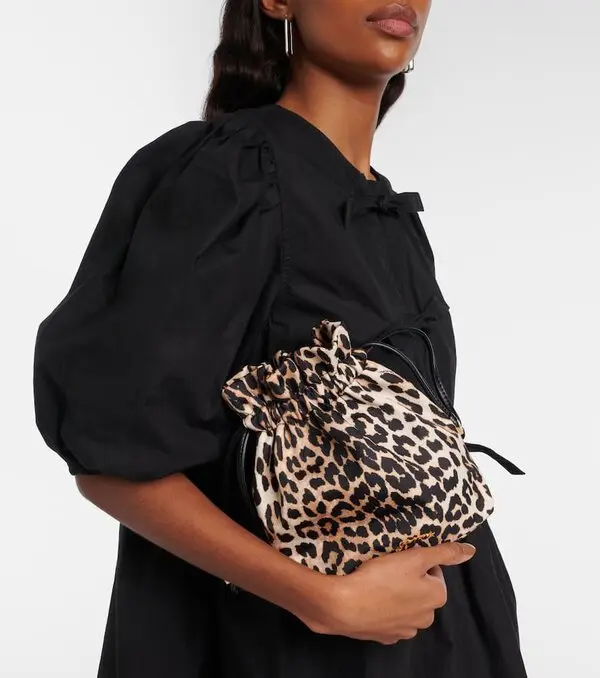 GANNI Leopard-print Pouch - Brown