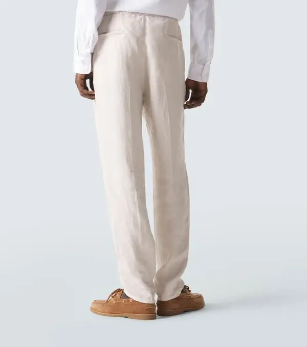 Brunello Cucinelli Linen Tapered Pants - Beige