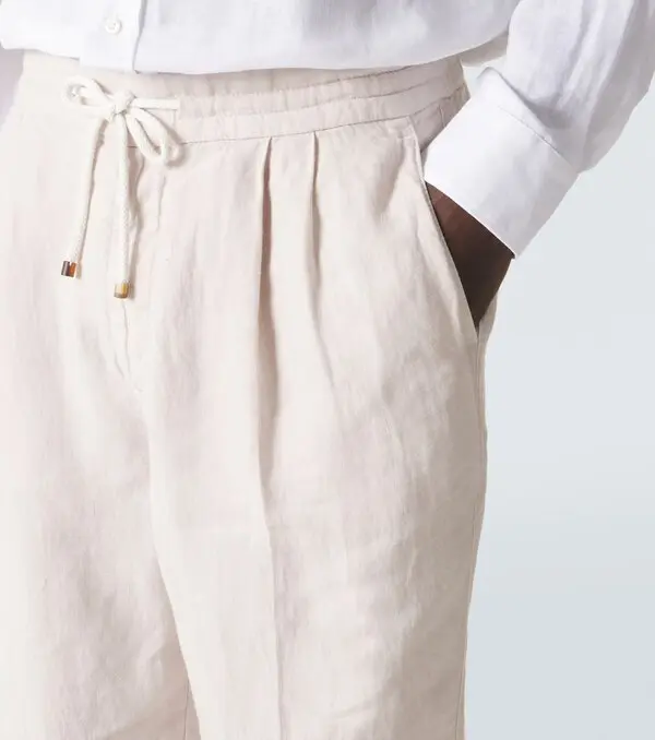 Brunello Cucinelli Linen Tapered Pants - Beige