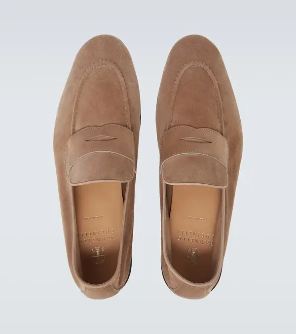 Brunello Cucinelli Suede Penny Loafers