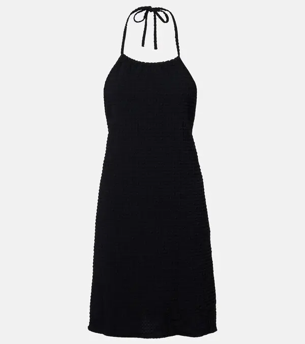 Hunza G Halterneck Seersucker Minidress - Black