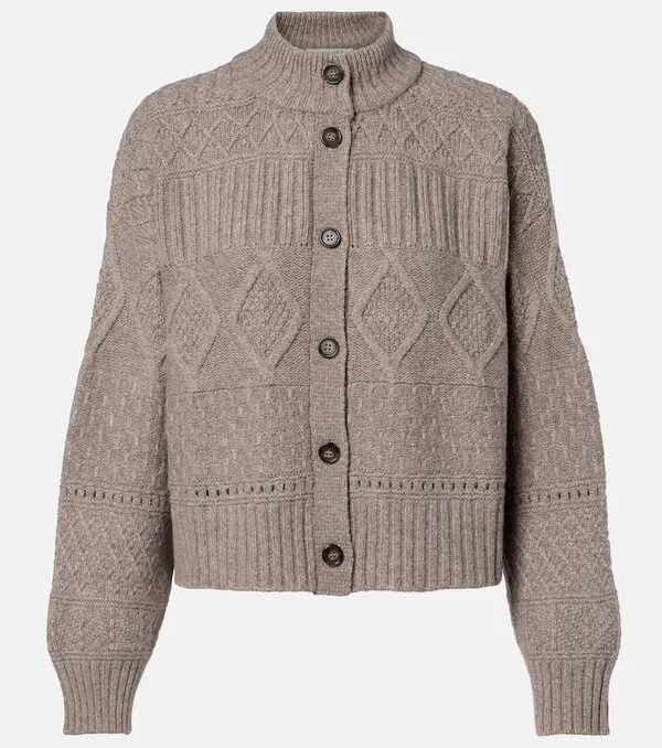 Altuzarra Amory Cable-knit Wool-blend Cardigan - Grey