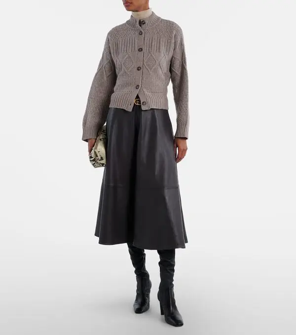 Altuzarra Amory Cable-knit Wool-blend Cardigan - Grey