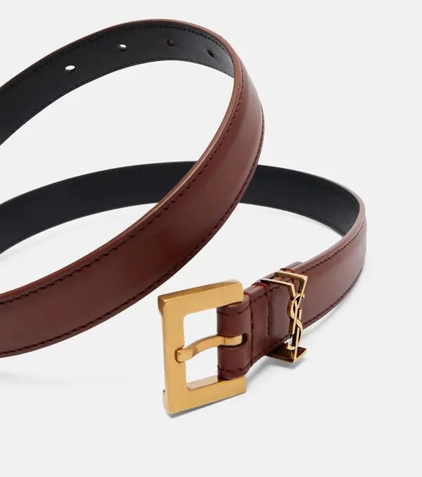 Saint Laurent Cassandre Leather Belt