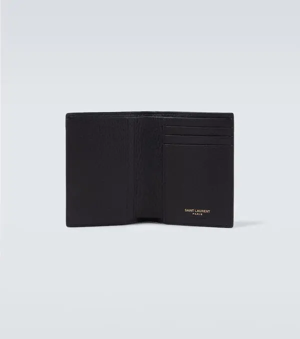 Saint Laurent Tiny Cassandre Leather Bi-fold Wallet - Blue