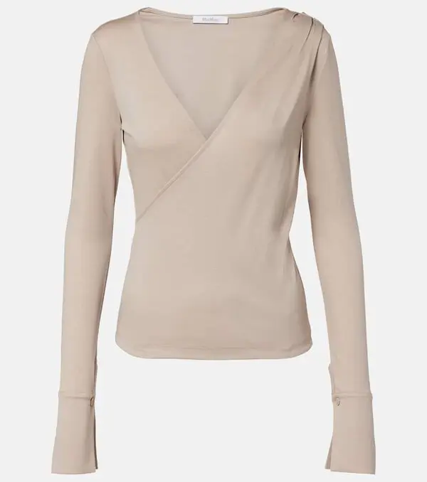 Max Mara Adagio Virgin Wool Wrap Top - Beige