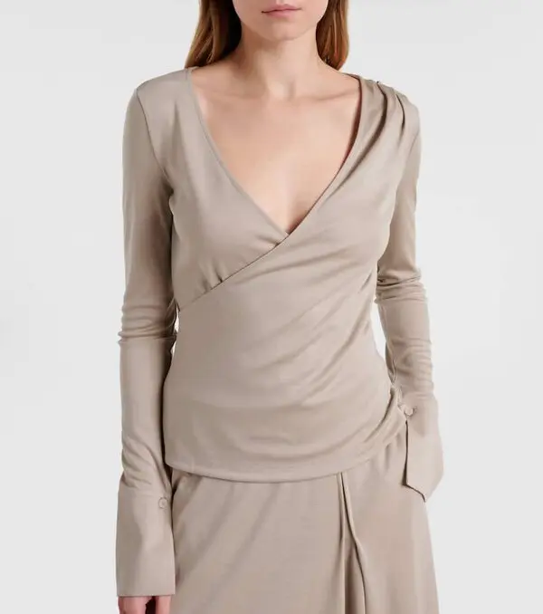 Max Mara Adagio Virgin Wool Wrap Top - Beige