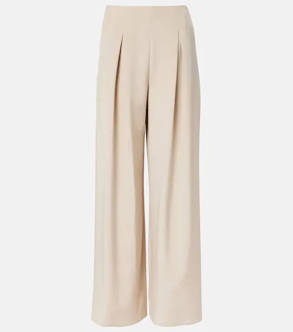 Max Mara Palude Pleated Silk-blend Wide-leg Pants - Beige