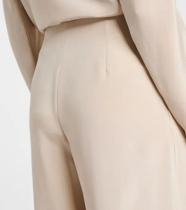 Max Mara Palude Pleated Silk-blend Wide-leg Pants - Beige