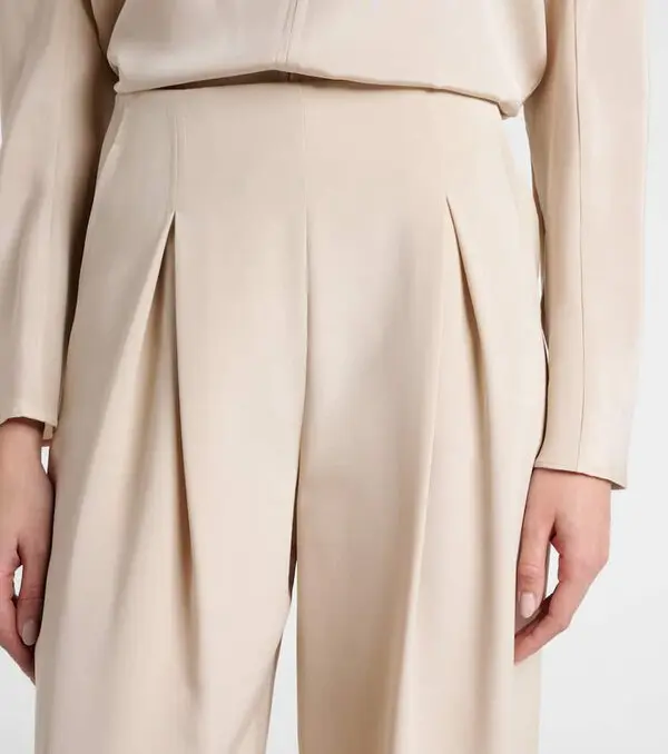 Max Mara Palude Pleated Silk-blend Wide-leg Pants - Beige