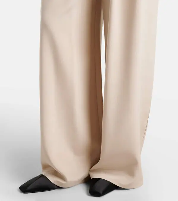 Max Mara Palude Pleated Silk-blend Wide-leg Pants - Beige