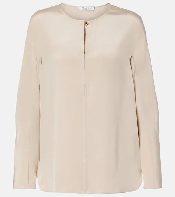 Max Mara Mitico Silk-blend Blouse - Beige