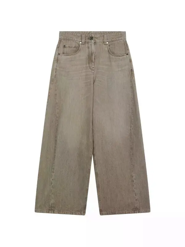Brunello Cucinelli Wide-leg Cotton Jeans - Neutrals