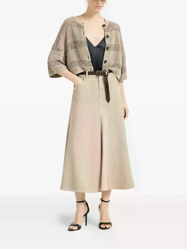 Brunello Cucinelli Striped Cropped Cardigan - Neutrals