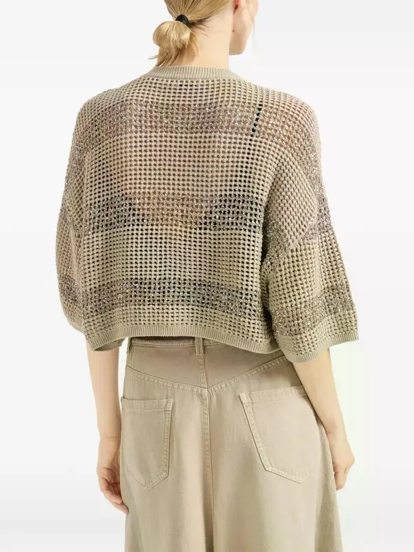 Brunello Cucinelli Striped Cropped Cardigan - Neutrals