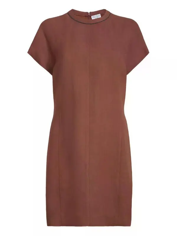 Brunello Cucinelli Mini Trim-detail Dress - Orange