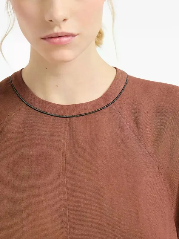 Brunello Cucinelli Mini Trim-detail Dress - Orange