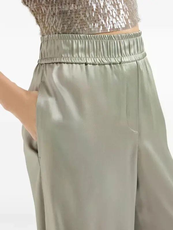 Brunello Cucinelli Elastic-waistband Palazzo Pants - Green