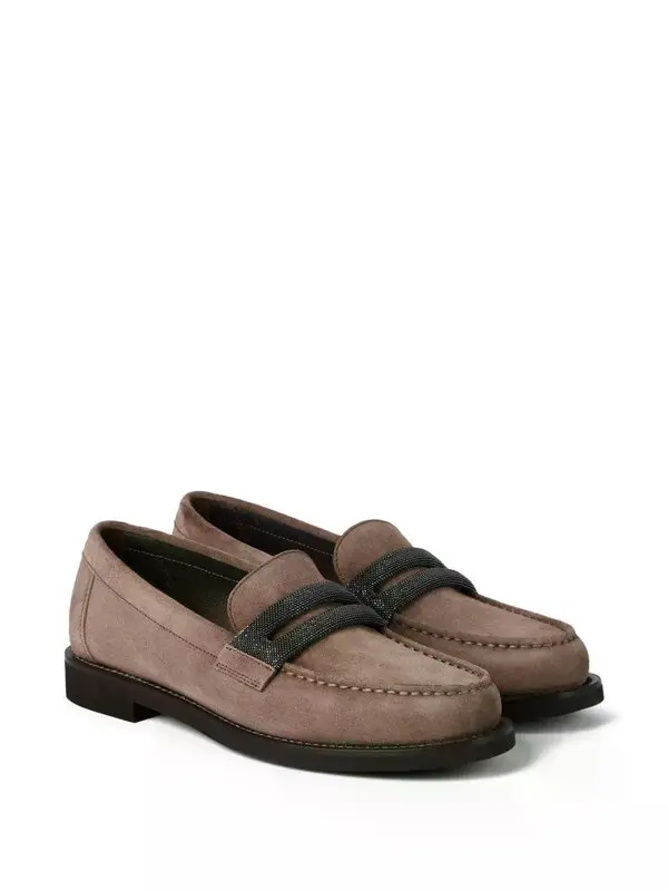 Brunello Cucinelli Suede Penny Loafers